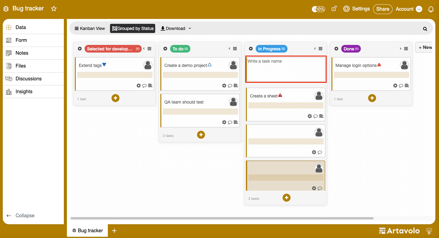 Task management — Artavolo.com