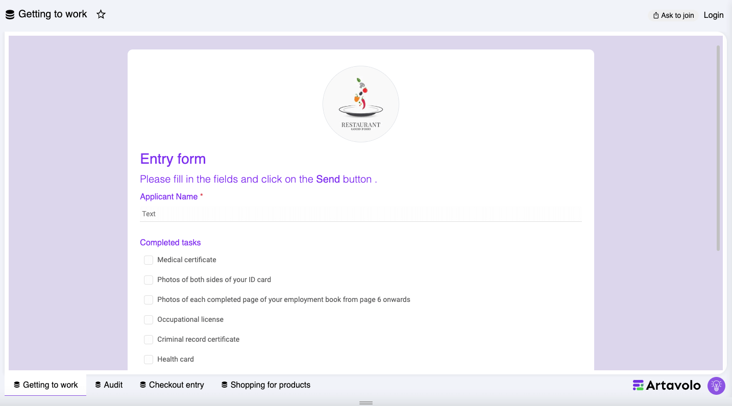 Onboarding — Artavolo.com