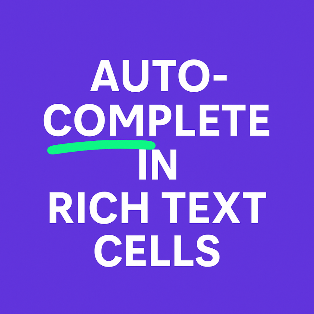 New in Artavolo: Auto-Complete in Rich Text Cells — Artavolo.com